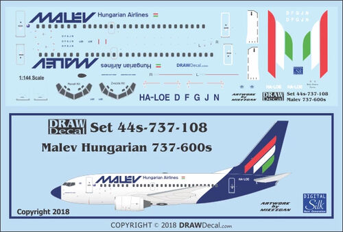 Draw Decal 44-737-108 Boeing 737-600 - Malev
