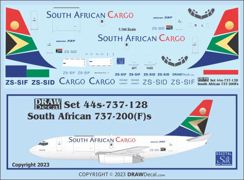 Draw Decal 44-737-128 Boeing 737-200F - South African Airways