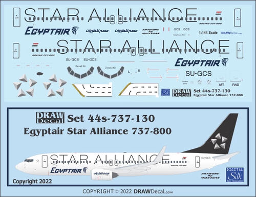 Draw Decal 44-737-130 Boeing 737-800 - Egypt Air Star Alliance