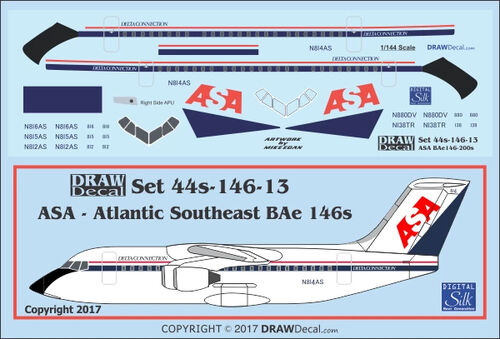Draw Decal 44-146-13 BAe146 200 - Atlantic Southeast Airlines (ASA)