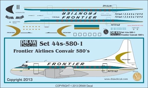 Draw Decal 44-580-01 Convair 580 - Frontier Old Colors