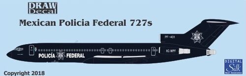 Draw Decal 44-727-25 Boeing 727 - Mexican Federal Police