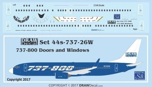 Draw Decal 44-737-26W Boeing 737-800 - White Doors and Windows