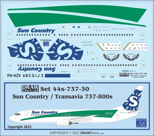 Draw Decal 44-737-30 Boeing 737-800 - Sun Country / Transavia