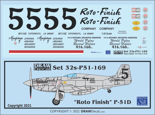 Draw Decal 32-P51-169 North American P-51 D - "Roto Finish"