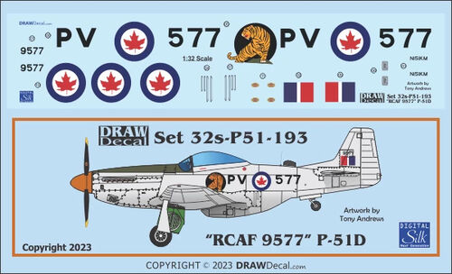 Draw Decal 32-P51-193 North American P-51 D - RCAF 9577