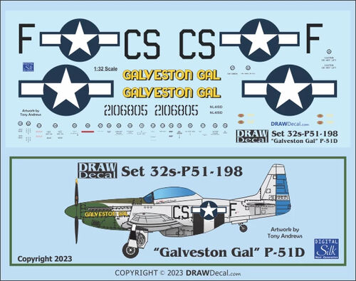Draw Decal 32-P51-198 North American TF-51 D - “Galveston Gal”