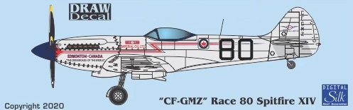 Draw Decal 32-SPITFIRE-03 Supermarine Spitfire Mk.XIV - "Race 80" (CF-GMZ)