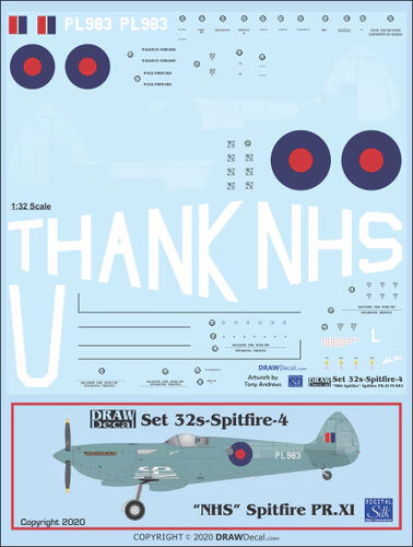 Draw Decal 32-SPITFIRE-04 Supermarine Spitfire PR.XI - "National Health Service" (PL983)