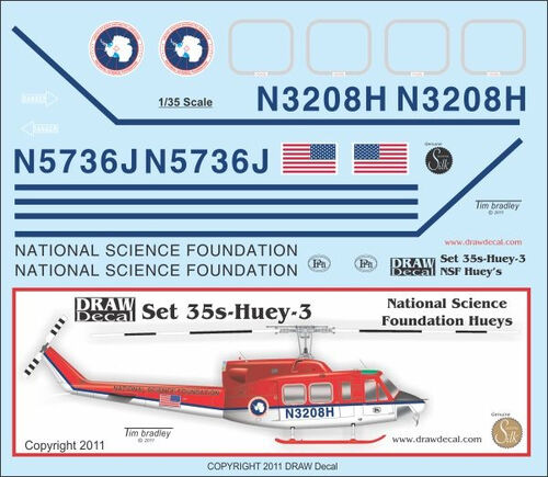 Draw Decal 35-HUEY-03 Bell UH-1 - National Science Foundation Hueys