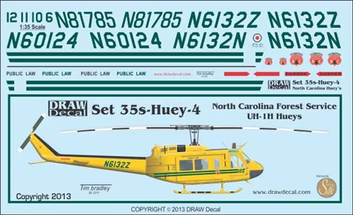Draw Decal 35-HUEY-04 UH-1 H Huey - North Carolina Forestry Service