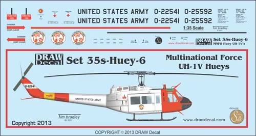 Draw Decal 35-HUEY-06 UH-1 V Huey - Multinational Force & Observers