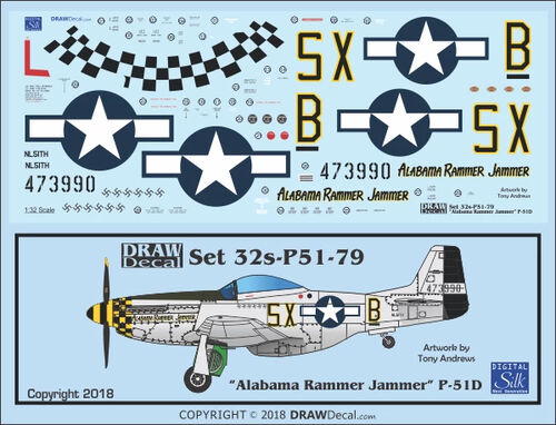 Draw Decal 32-P51-79 North American P-51 D - "Alabama Rammer Jammer"