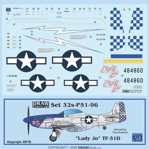 Draw Decal 32-P51-96 North American P-51 D - "Lady Jo" Gathering of Mustangs and Legends