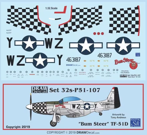 Draw Decal 32-P51-107 North American TF-51 D - "Bum Steer"