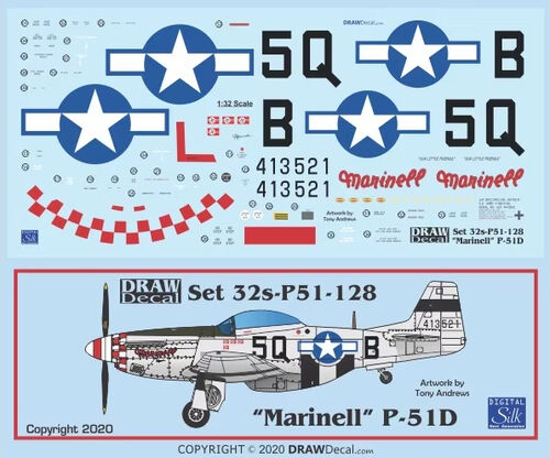 Draw Decal 32-P51-128 North American P-51 D - "Marinell"