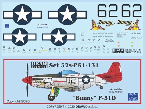 Draw Decal 32-P51-131 North American P-51 D - "Bunny"