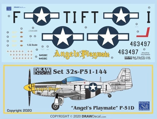 Draw Decal 32-P51-144 North American P-51 D - "Angels's Playmate"