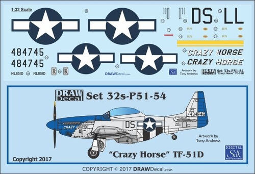Draw Decal 32-P51-54 North American TF-51 D - "Crazy Horse" Gathering of Mustangs and Legends
