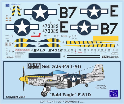 Draw Decal 32-P51-56 North American P-51 D - "Bald Eagle" Gathering of Mustangs and Legends