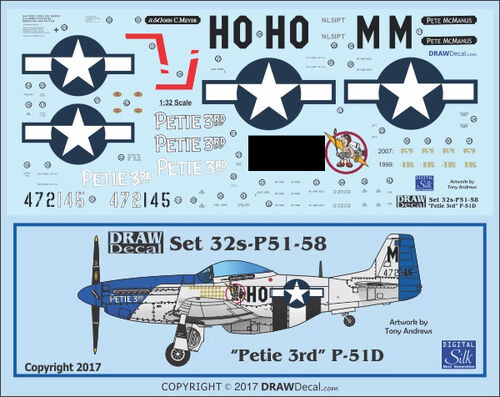 Draw Decal 32-P51-58 North American P-51 D - "Petie 3rd" Gathering of Mustangs and Legends