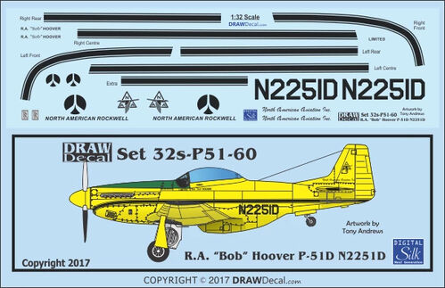 Draw Decal 32-P51-60 North American P-51 D - "R.A. Bob Hoover" (N2251) Gathering of Mustangs and Legends