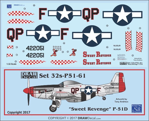 Draw Decal 32-P51-61 North American P-51 D - "Sweet Revenge" Gathering of Mustangs and Legends