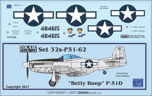 Draw Decal 32-P51-62 North American P-51 D - "Betty Boop" Gathering of Mustangs and Legends
