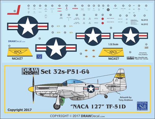 Draw Decal 32-P51-64 North American TF-51 D - "NACA 127" Gathering of Mustangs and Legends