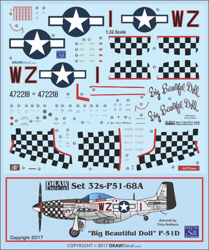 Draw Decal 32-P51-68A North American P-51 D - "Big Beautiful Doll" Gathering of Mustangs and Legends
