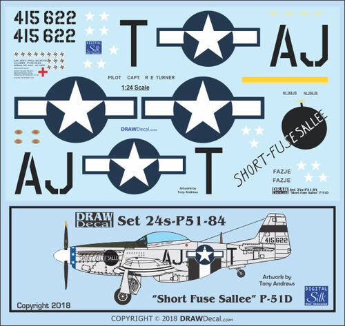 Draw Decal 24-P51-84 North American P-51 D - "Short Fuse Sallee"