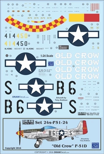 Draw Decal 24-P51-24 North American P-51 D - "Old Crow" Gathering of Mustangs and Legends