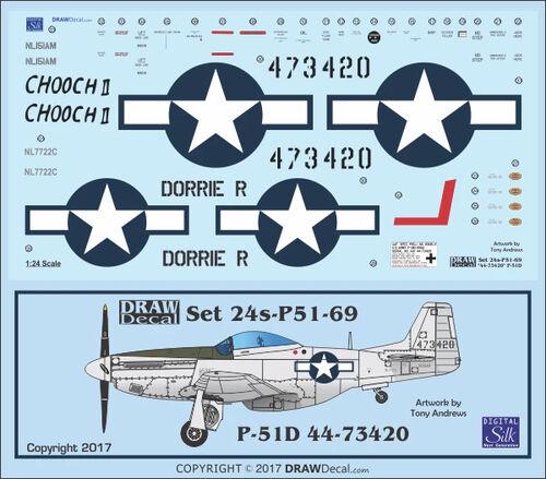 Draw Decal 24-P51-69 North American P-51 D - "73420" Gathering of Mustangs and Legends