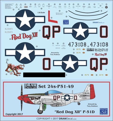 Draw Decal 24-P51-49 North American P-51 D - "Red Dog XII" Gathering of Mustangs and Legends