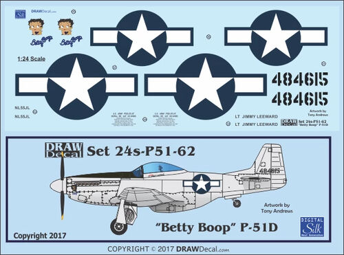 Draw Decal 24-P51-62 North American P-51 D - "Betty Boop" Gathering of Mustangs and Legends