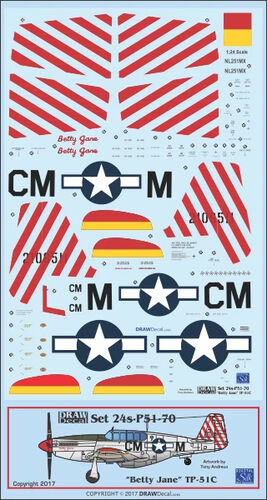 Draw Decal 24-P51-70 North American TF-51 C - "Betty Jane" Gathering of Mustangs and Legends