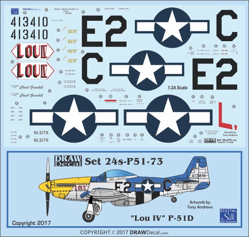 Draw Decal 24-P51-73 North American P-51 D - "Lou IV" Gathering of Mustangs and Legends (1999)
