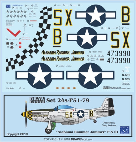 Draw Decal 24-P51-79 North American P-51 D - "Alabama Rammer Jammer"