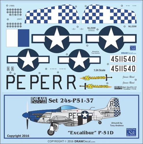 Draw Decal 24-P51-37 North American P-51 D - "Excalibur" Gathering of Mustangs and Legends
