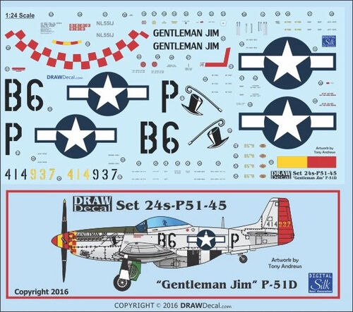 Draw Decal 24-P51-45 North American P-51 D - "Gentleman Jim" Gathering of Mustangs and Legends