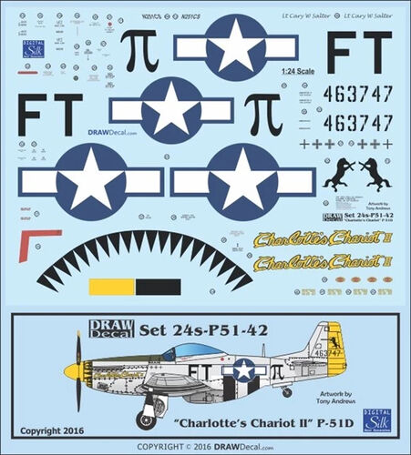 Draw Decal 24-P51-42 North American P-51 D - "Charlotte's Chariot II" Gathering of Mustangs and Legends