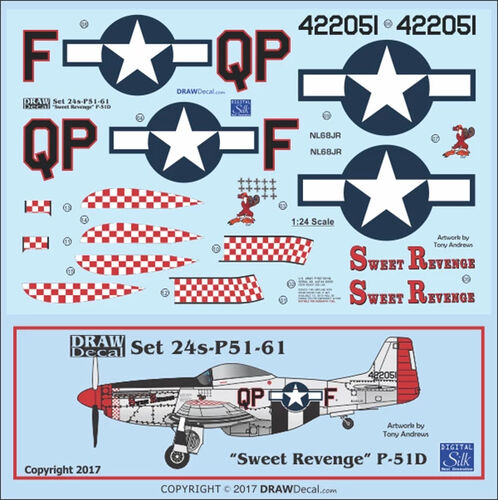 Draw Decal 24-P51-61 North American P-51 D - "Sweet Revenge" Gathering of Mustangs and Legends