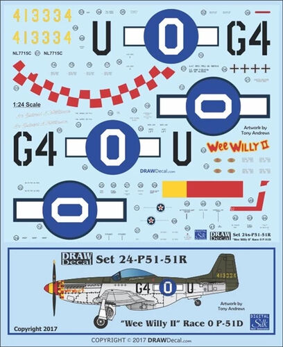 Draw Decal 24-P51-51R North American P-51 D - "Wee Willy II" Race 0