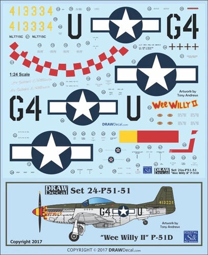 Draw Decal 24-P51-51 North American P-51 D - "Wee Willy II" Gathering of Mustangs and Legends