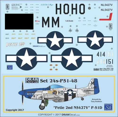 Draw Decal 24-P51-48 North American P-51 D - "Petie 2nd" (N5427V) Gathering of Mustangs and Legends