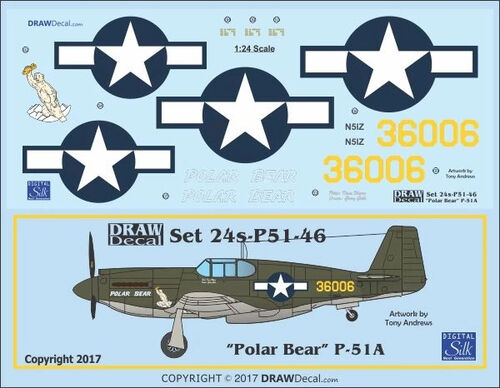 Draw Decal 24-P51-46 North American P-51 A - "Polar Bear" Gathering of Mustangs and Legends