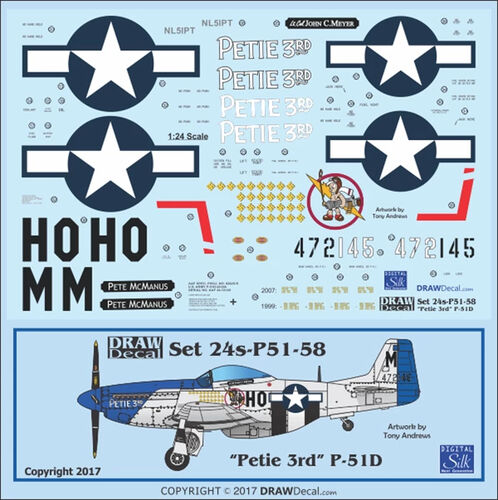 Draw Decal 24-P51-58 North American P-51 D - "Petie 3rd" Gathering of Mustangs and Legends