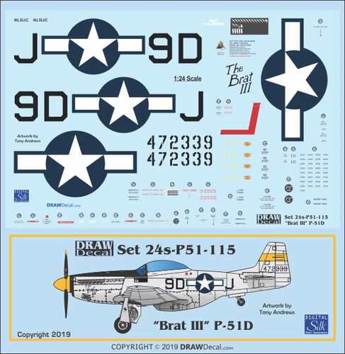 Draw Decal 24-P51-115 North American P-51 D - "The Brat III"