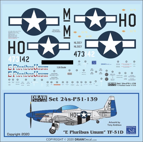 Draw Decal 24-P51-139 North American TF-51 D - "E Pluribus Unum"