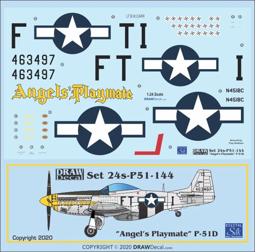 Draw Decal 24-P51-144 North American P-51 D - "Angels's Playmate"